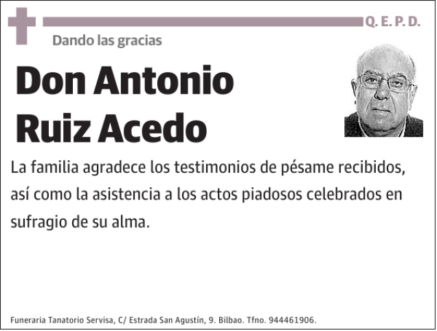 Antonio Ruiz Acedo | Esquela Necrológica | El Correo