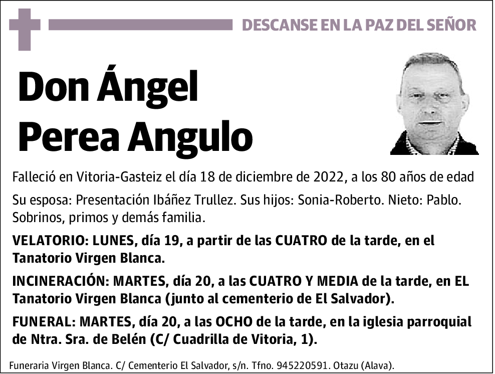 Ángel Perea Angulo | Esquela | El Correo