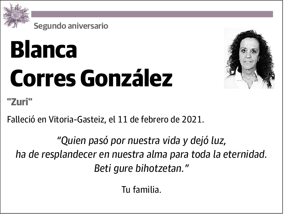 Blanca Corres González | Esquela | El Correo