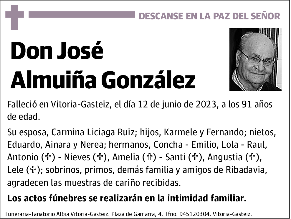 José Almuiña González | Esquela | El Correo