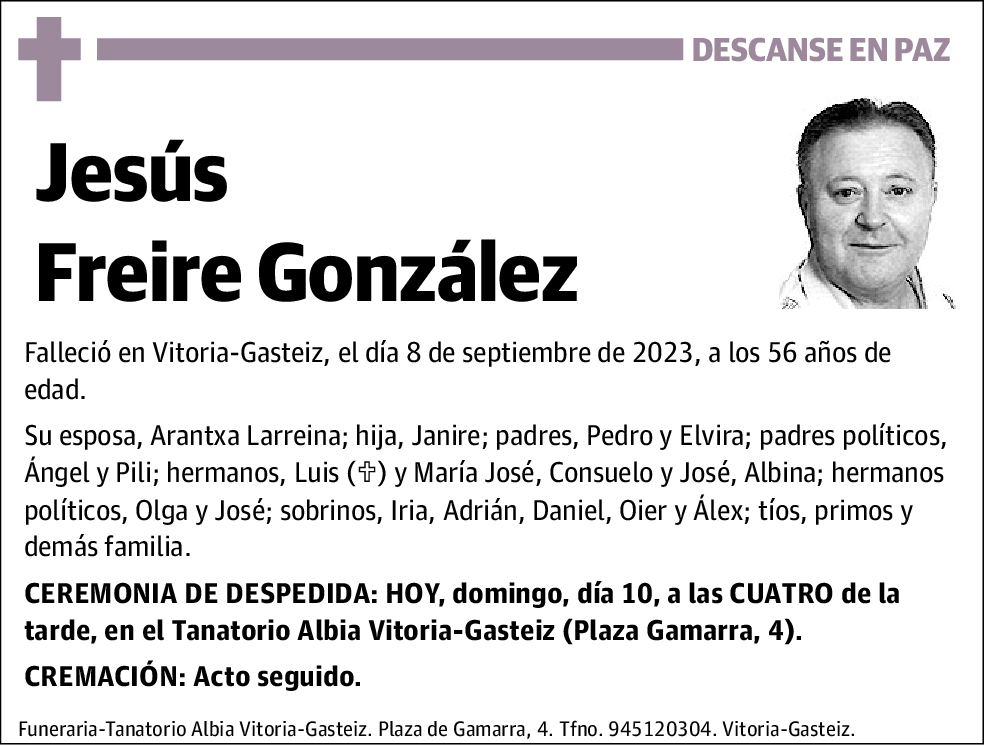 Jesús Freire González | Esquela | El Correo