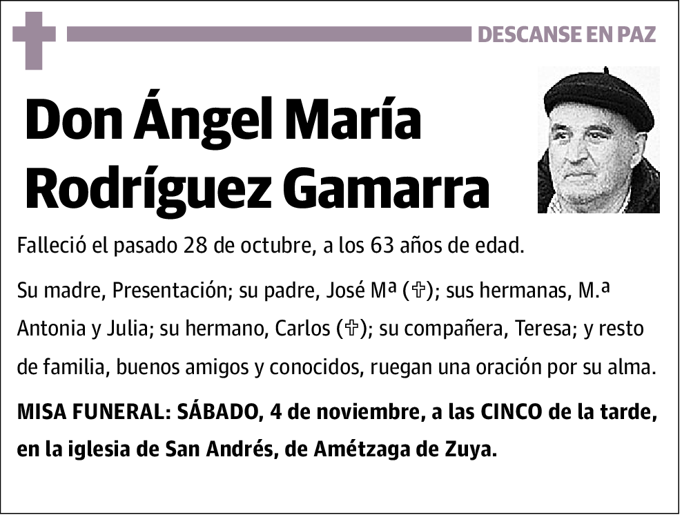 Angel Maria Rodriguez Gamarra | Esquela | El Correo