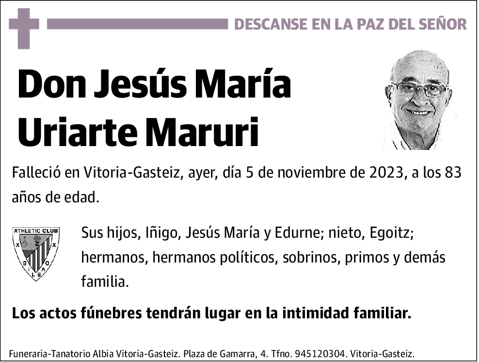 Jesús María Uriarte Maruri | Esquela | El Correo