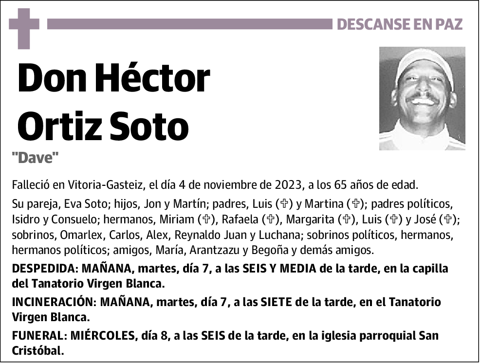 Héctor Ortiz Soto | Esquela | El Correo
