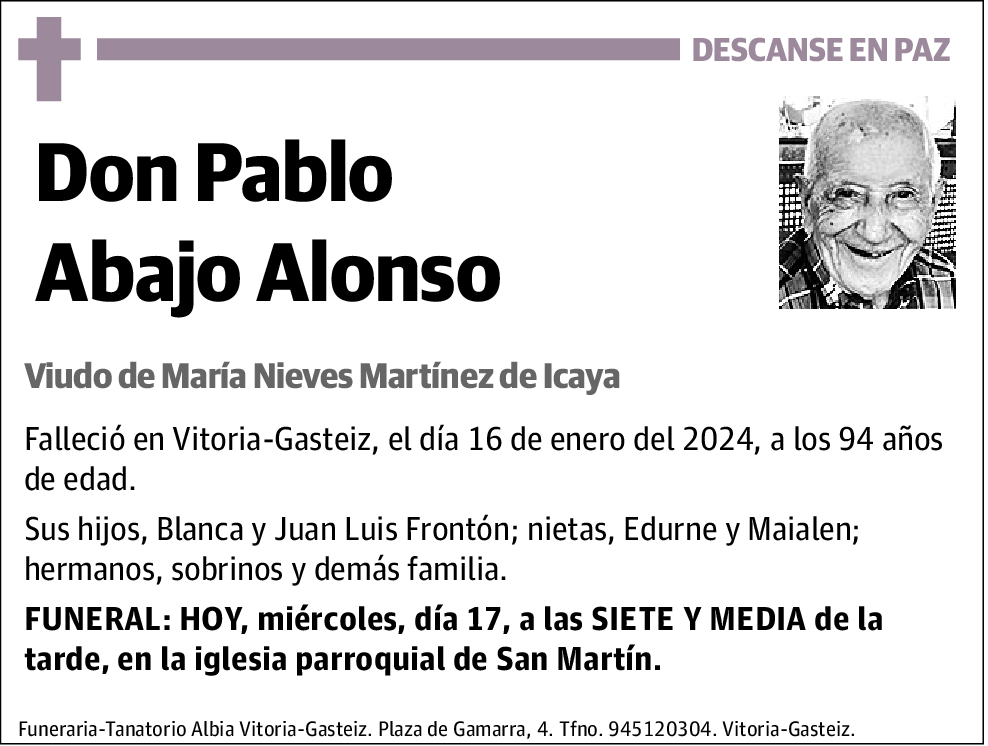 Pablo Abajo Alonso | Esquela | El Correo