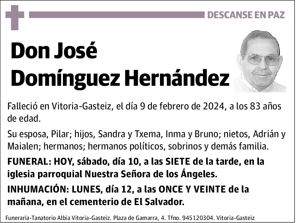 José Domínguez Hernández | Esquela | El Correo