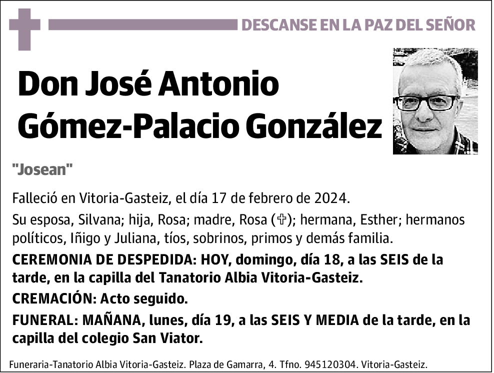José Antonio Gómez-Palacio González | Esquela | El Correo
