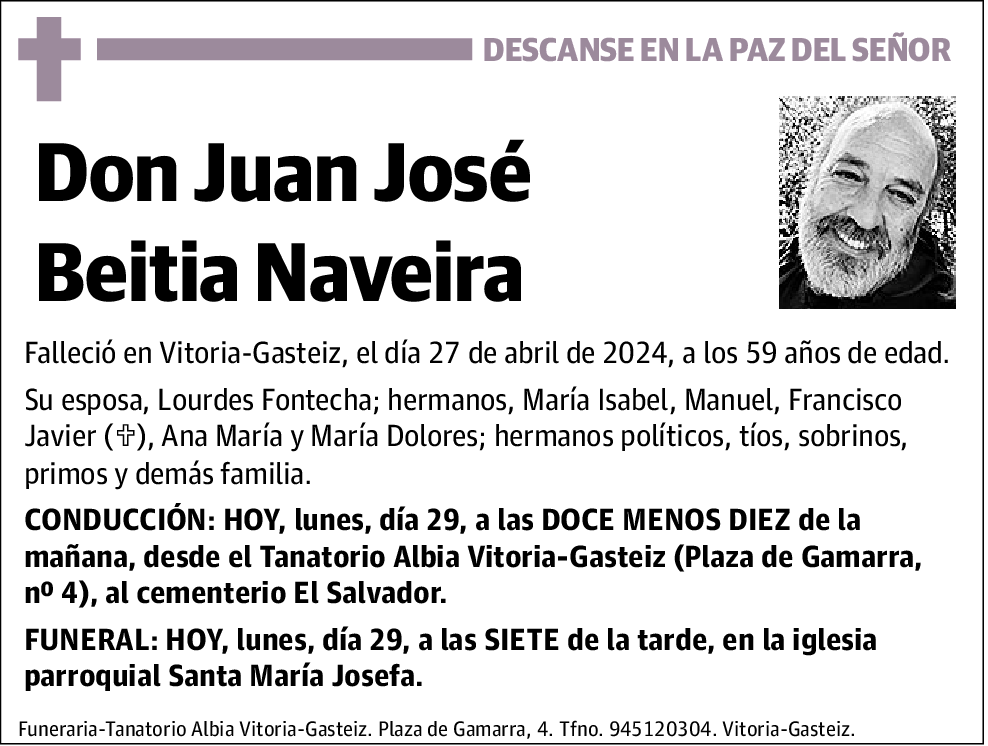 Juan José Beitia Naveira | Esquela | El Correo