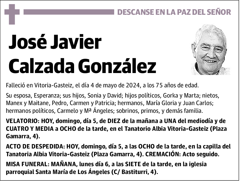 José Javier Calzada González | Esquela | El Correo