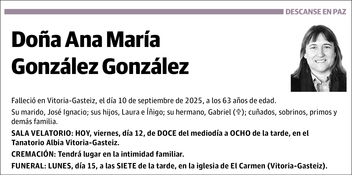 Ana María González González | Esquela | El Correo
