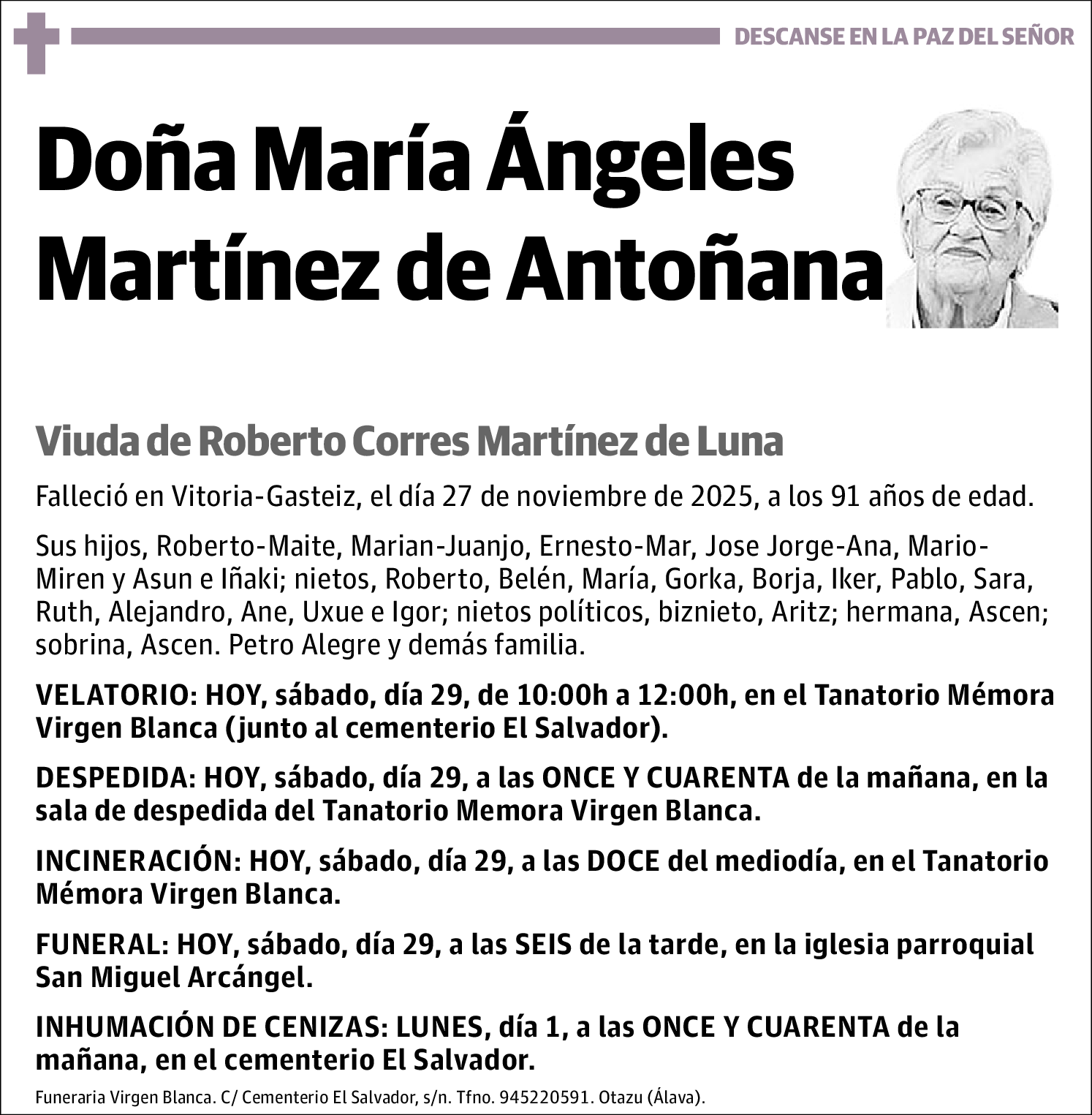 María Ángeles Martínez de Antoñana | Esquela | El Correo